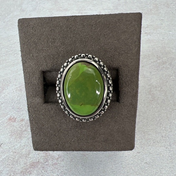 Unbranded | Jewelry | Large Green Jade Color Stone Ring Sterling Silver ...